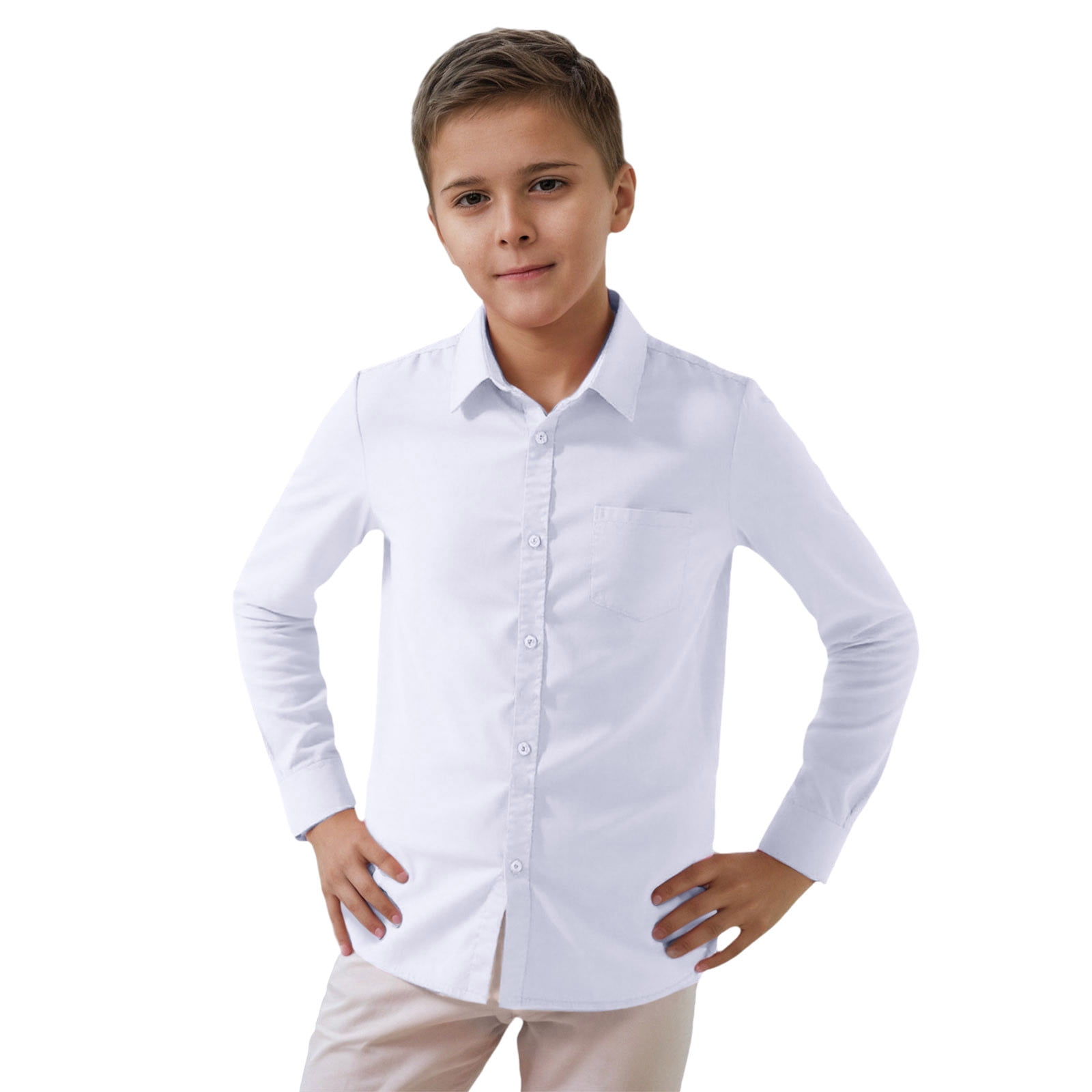 Click here for Wdgfv Boys Long Sleeve Shirt Solid Gentleman Lapel... prices