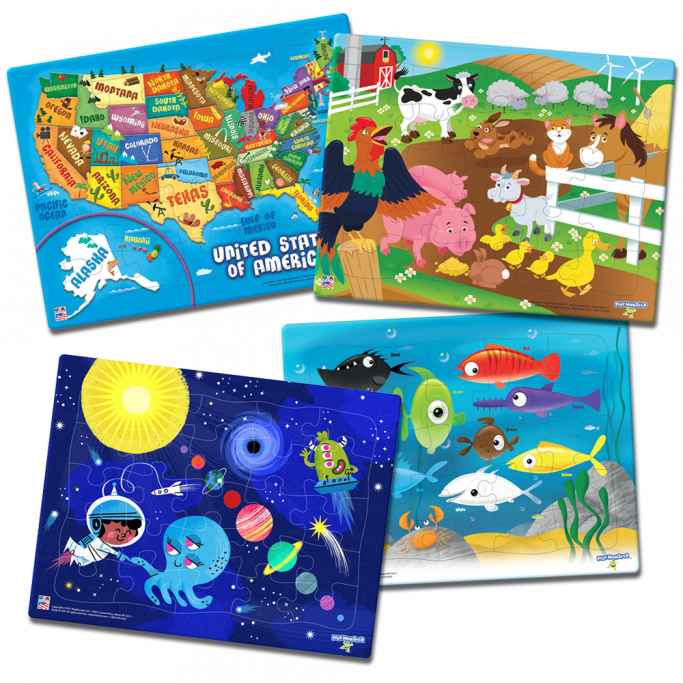 4-Pack Puzzles — 25-Piece Inlay Puzzles for Children — Ages 3 ...