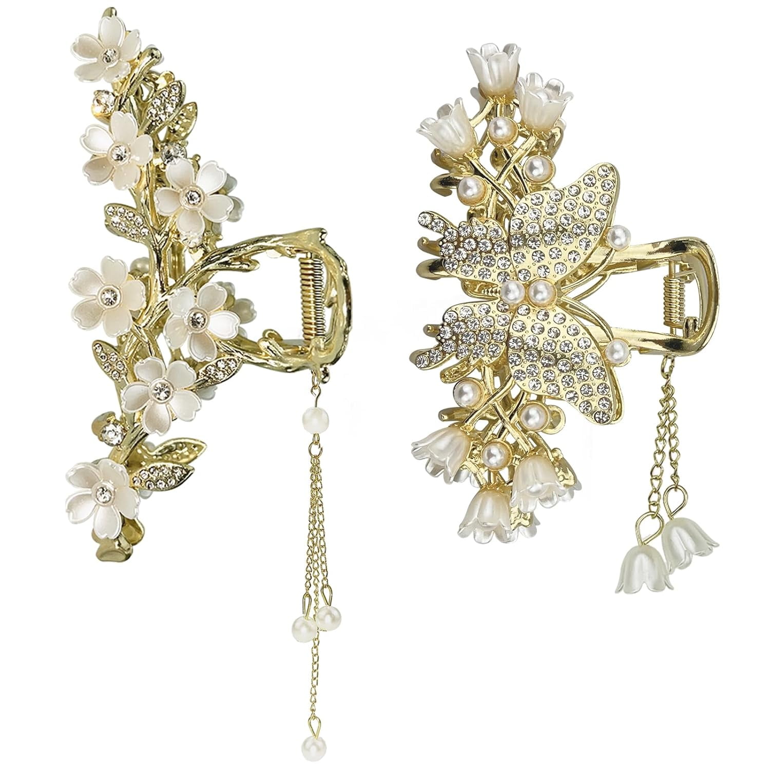Click here for Flafree 2 Pack Pearl Flower Butterfly Tassel Hair... prices