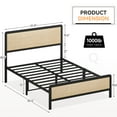 Metal Queen Size Bed Frame with Rattan Headboard and Footboard, No Box ...
