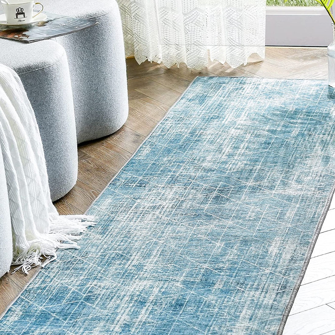 Runner Rug 2x6 Area Rug Blue Hallway Kitchen Rug - Walmart.com