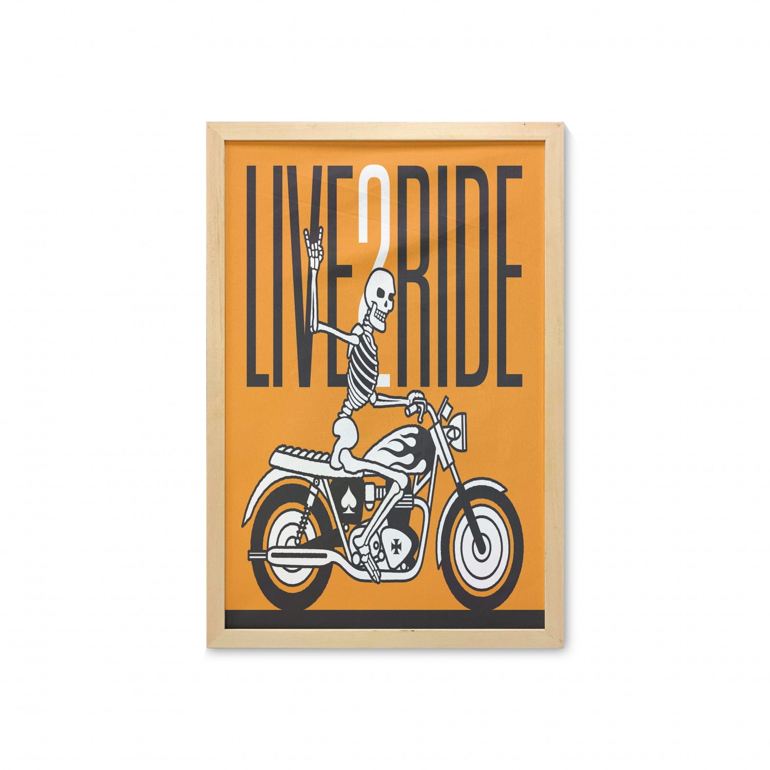 Motorcycle Wall Art with Frame, Live 2 Ride Calligraphy and a Human ...