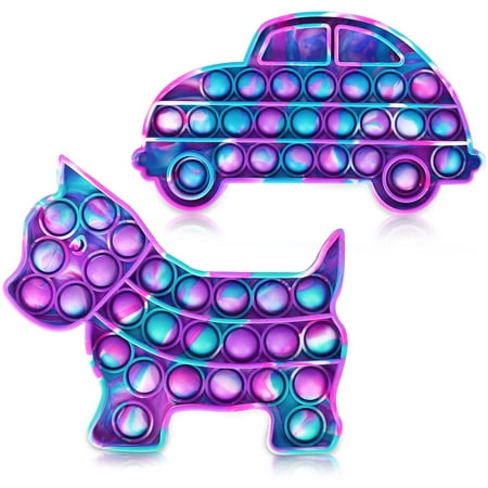 ICHUDAN Pop on It Push Pop Fidget Toys 2 Packs (Dog and Car), Silicone ...