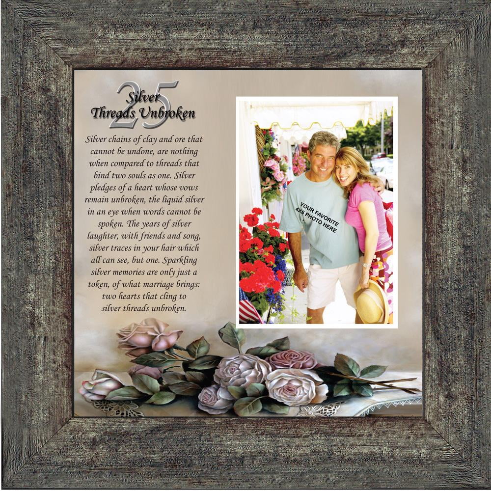Silver Threads Unbroken Framed Poem, Silver 25 Anniversary Gift or ...