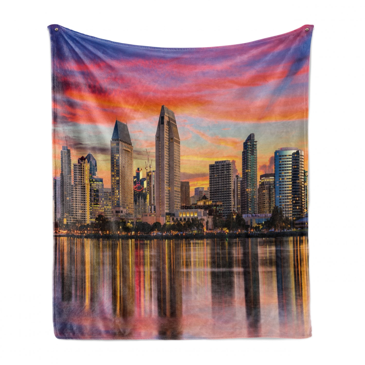 San Diego Soft Flannel Fleece Throw Blanket, California USA Downtown ...