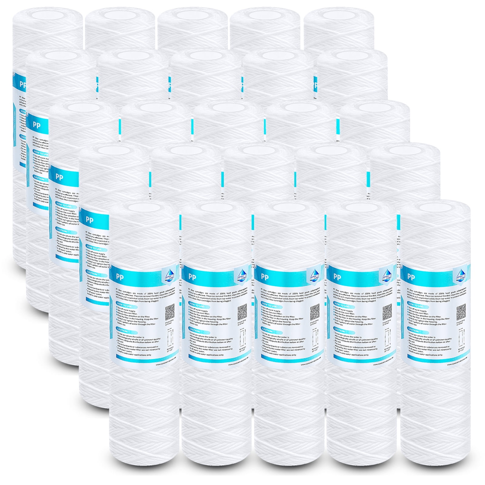 Membrane Solutions 20 Micron 10"x2.5" String Wound Whole House Water Filter Replacement ...