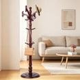 72" Modern Wooden Coat Rack Freestanding, Wood Coat Tree Heavy Duty ...