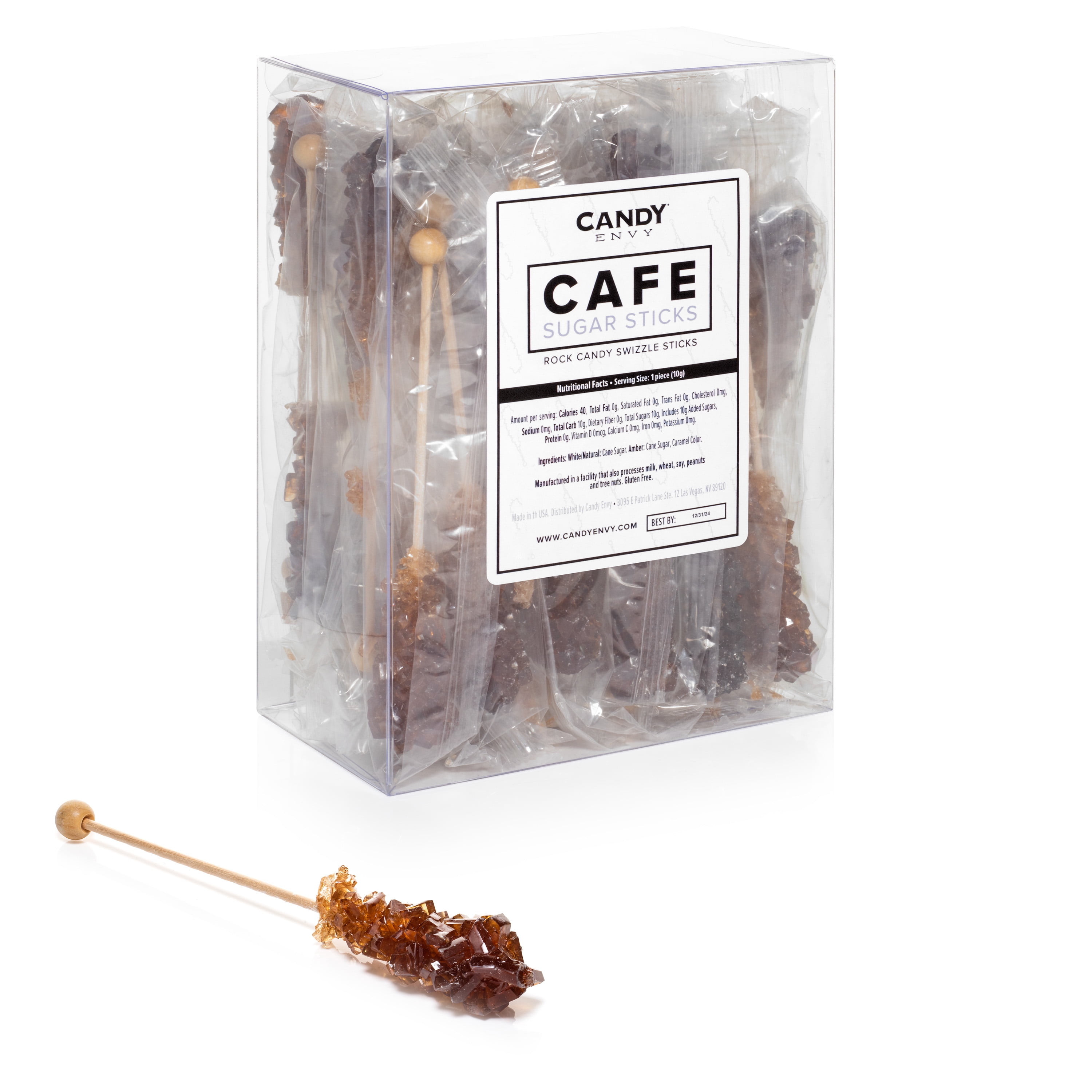 Candy Envy Amber Cafe Rock Candy, 36 Individually-Wrapped Swizzle ...