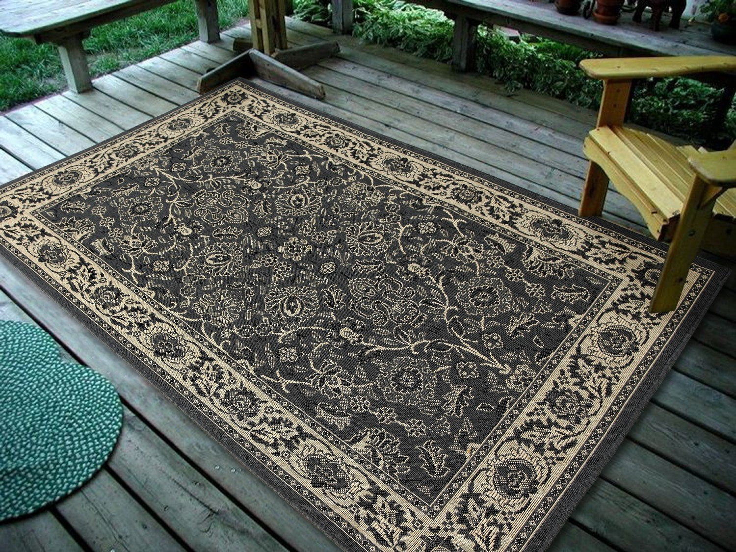 4’5"x7' Traditional Persian Oriantal, Charcoal Indoor & Outdoor Rug ...