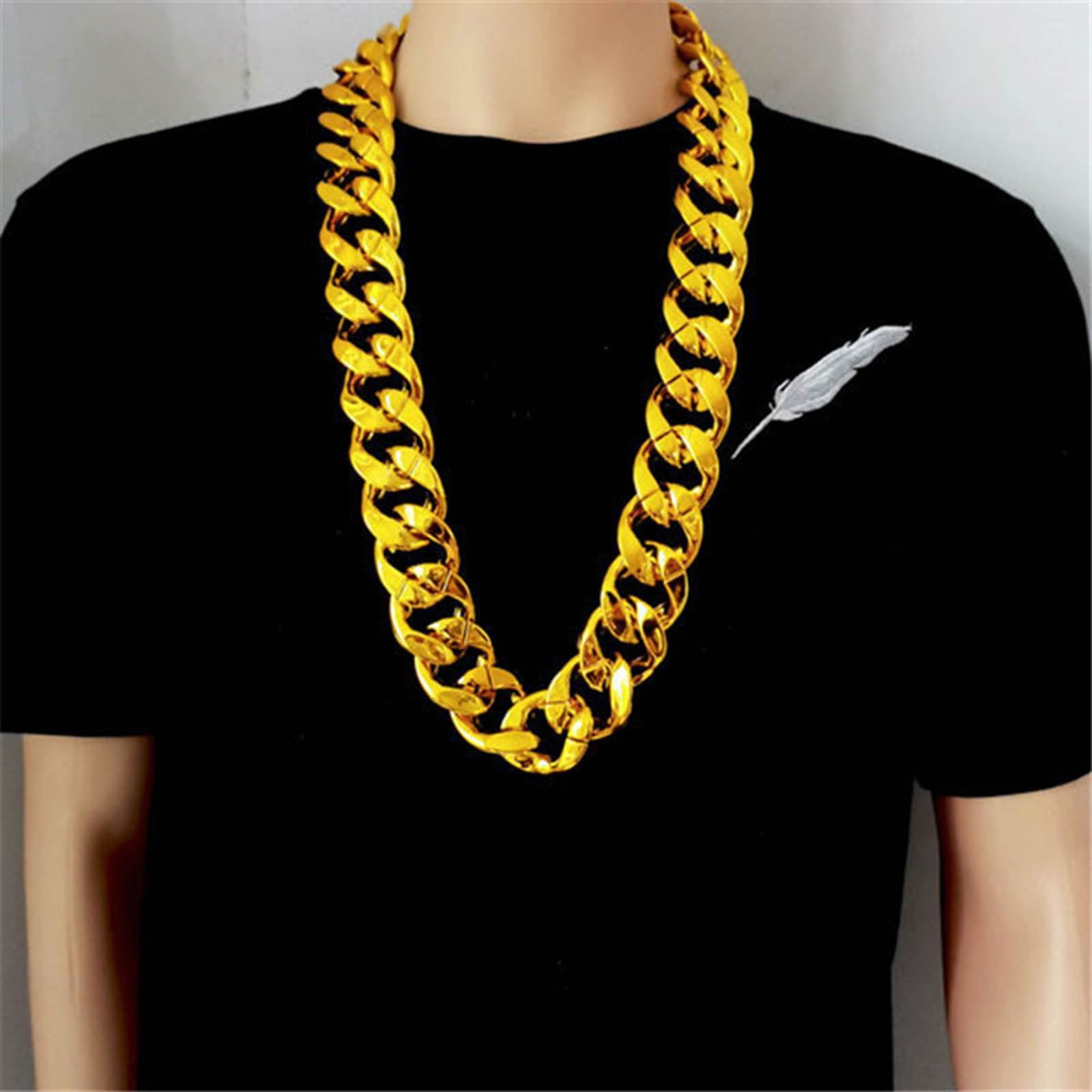 Vivavault Retro Gold Statement Necklace For Punk Hop Rapper Jewelry And Funny Accessory One Size