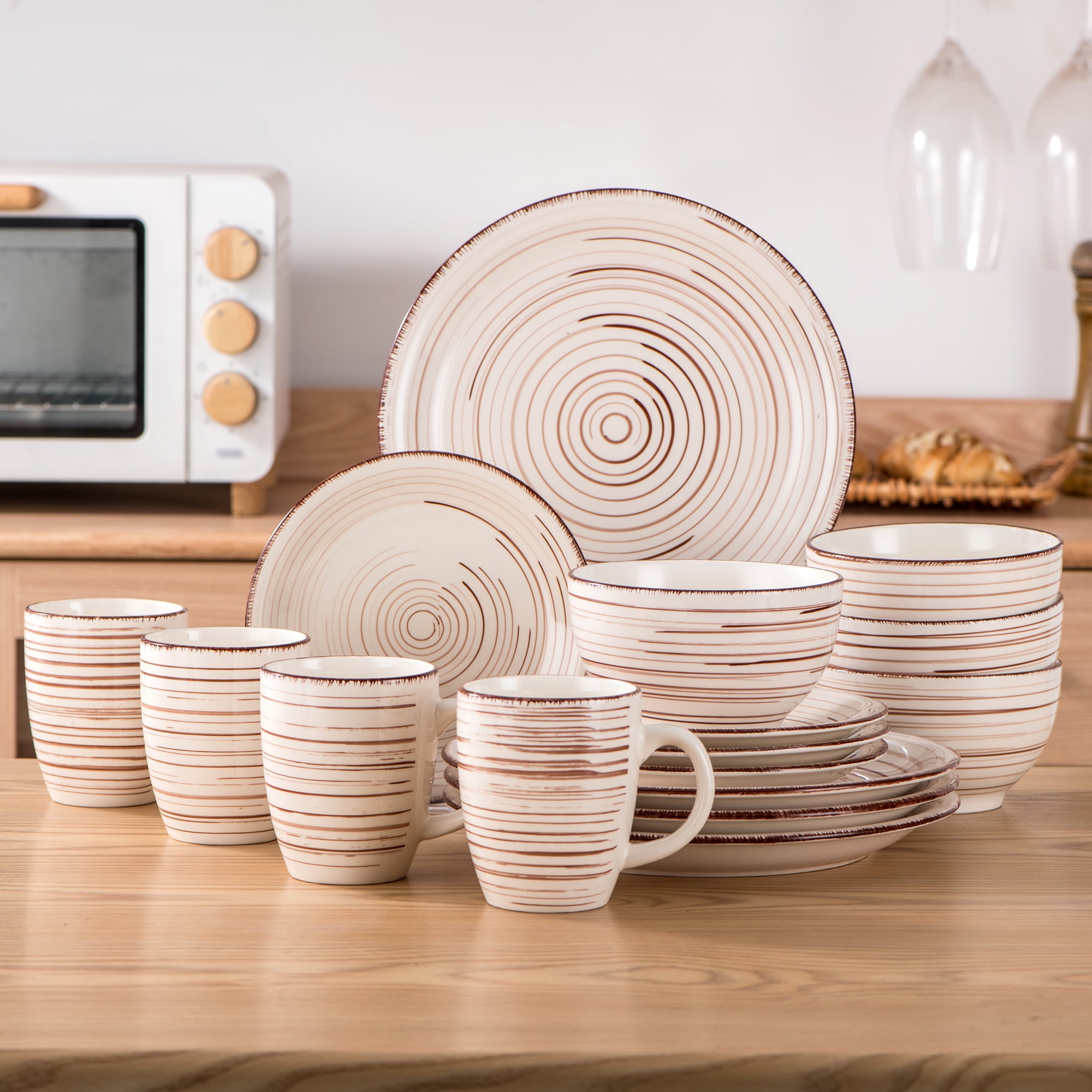 vancasso, Series Bella, 16-Piece Stoneware Dinnerware Set, Beige Dinner ...