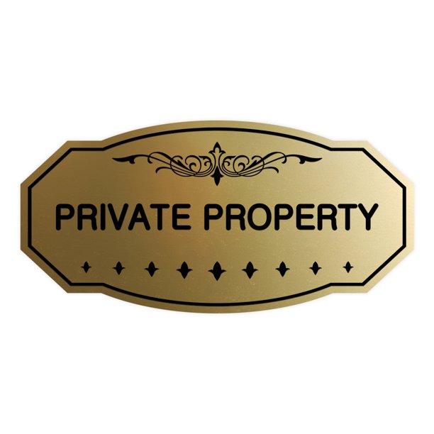Victorian Private Property Sign (Brushed Gold) - Small 3" X 6 ...