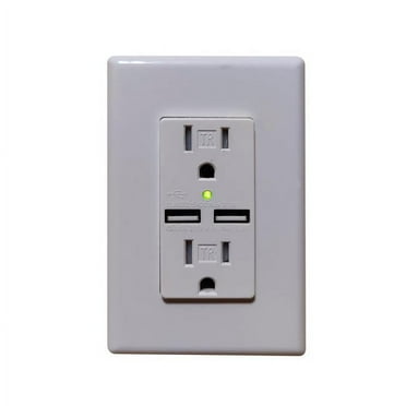 Leviton R02-T5632-0BW 15 Amp White USB & Receptacle Combination Outlet ...