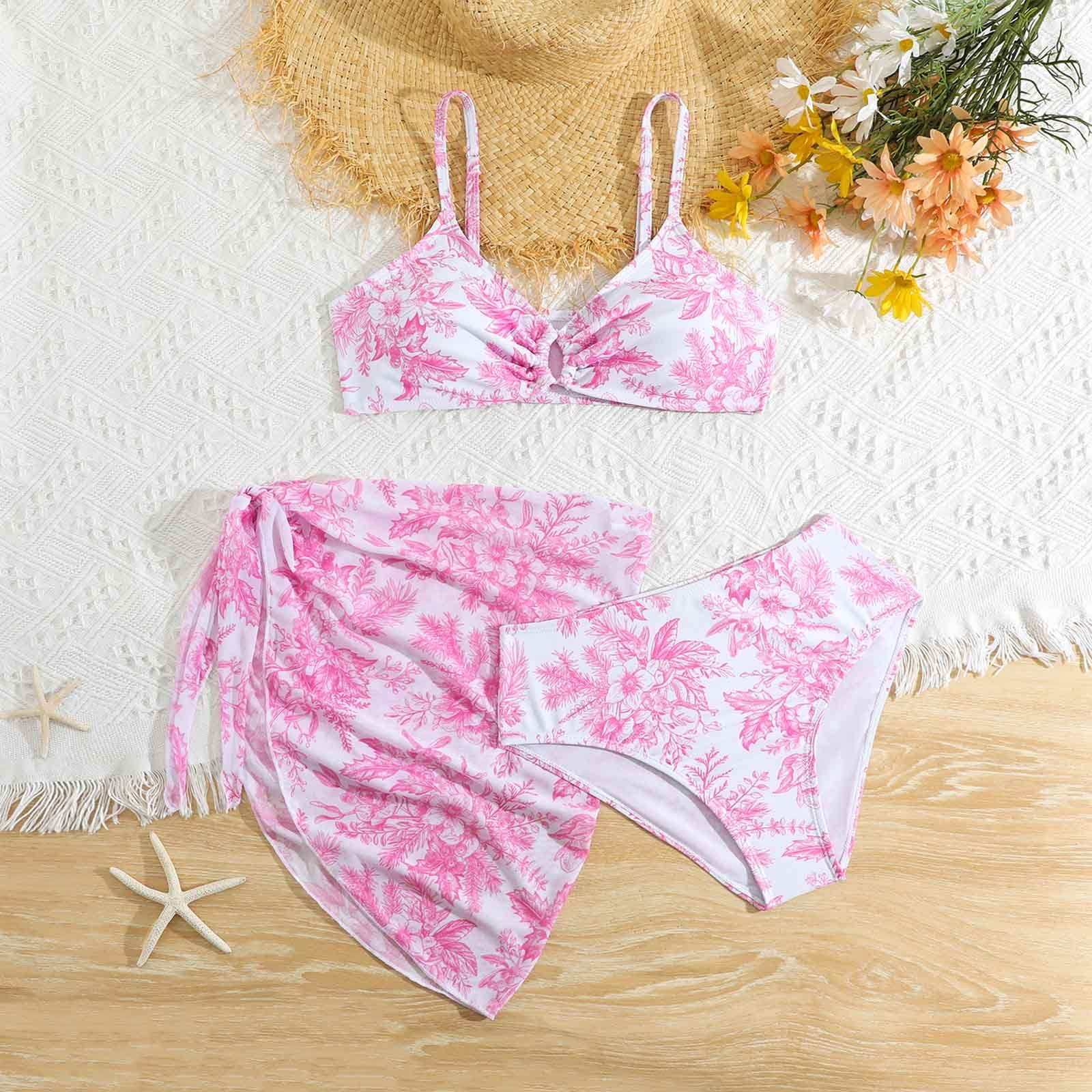 Teen Girls Swimsuits 3 Piece Bathing Suit with Cover Ups Beach Skirt ...
