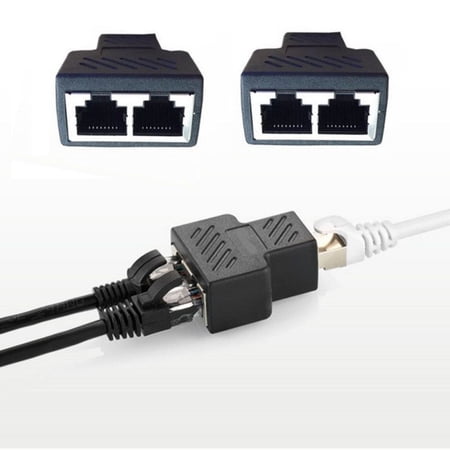 RJ45 Splitter Connector Adapter, USB to RJ45 Port Dual Female 1 to 2 ...