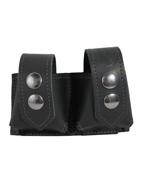 Barsony Black Leather Revolver Double Speed Loader Pouch for 7 round ...