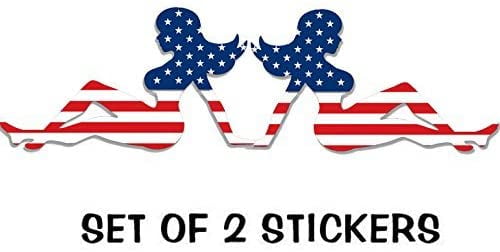 Set of (x2) Forward-Reverse: Mudflap Girl Shaped American Flag 3M ...