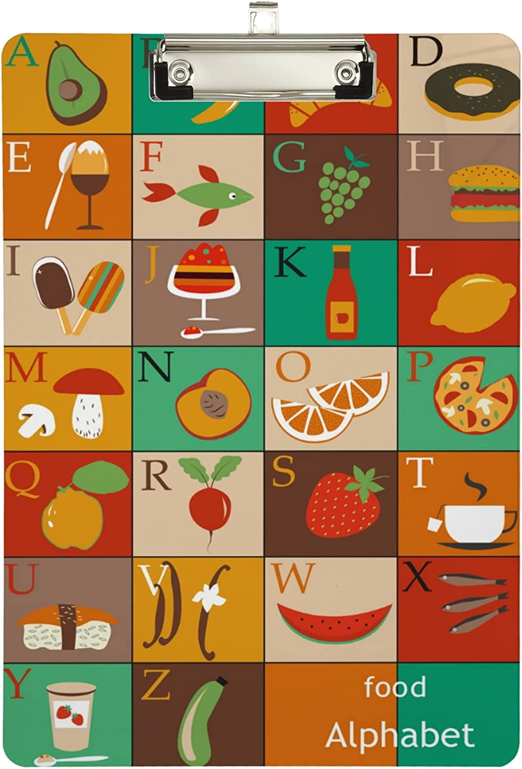 FMSHPON Cute Food Alphabet Clipboard Hardboard Wood Nursing Clip Board ...