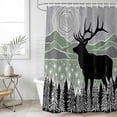 Black Elk Bathroom Shower Curtains with 12 Hooks Polyester Waterproof ...