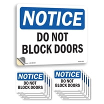 Do Not Block Doors OSHA Notice Vinyl Decal Label 5 Inch x 3.5 Inch - 10 ...