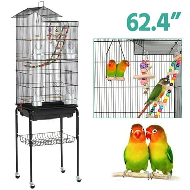 Walnest Outdoor Extra Large Bird Aviary Silver Black Large Parrots ...