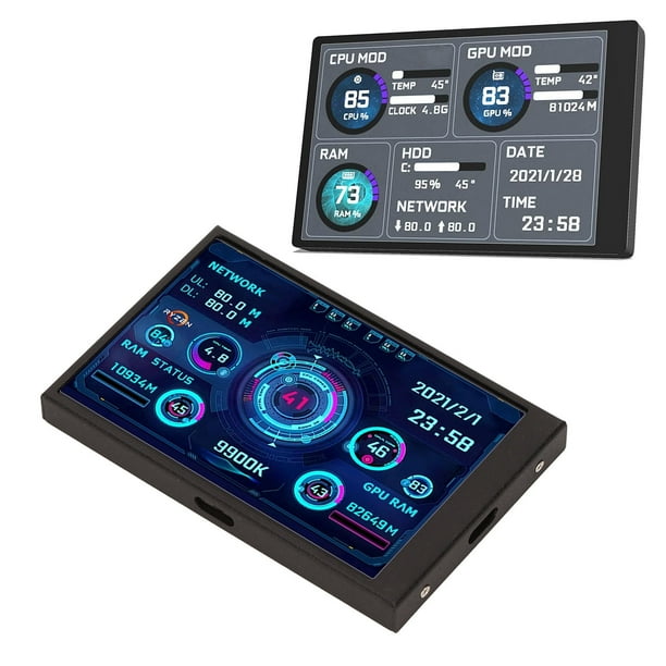 Computer Temperature Monitor, PC Chassis CPU Data Monitor, 3.5 Inch IPS ...