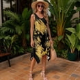 Binienty Sleeveless Sundress with Gold Butterfly Pattern, Asymmetric ...