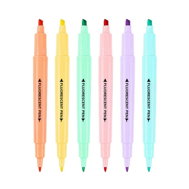 6 Highlighters Markers Pastel Set Clear View Tip Highlighter No Bleed ...