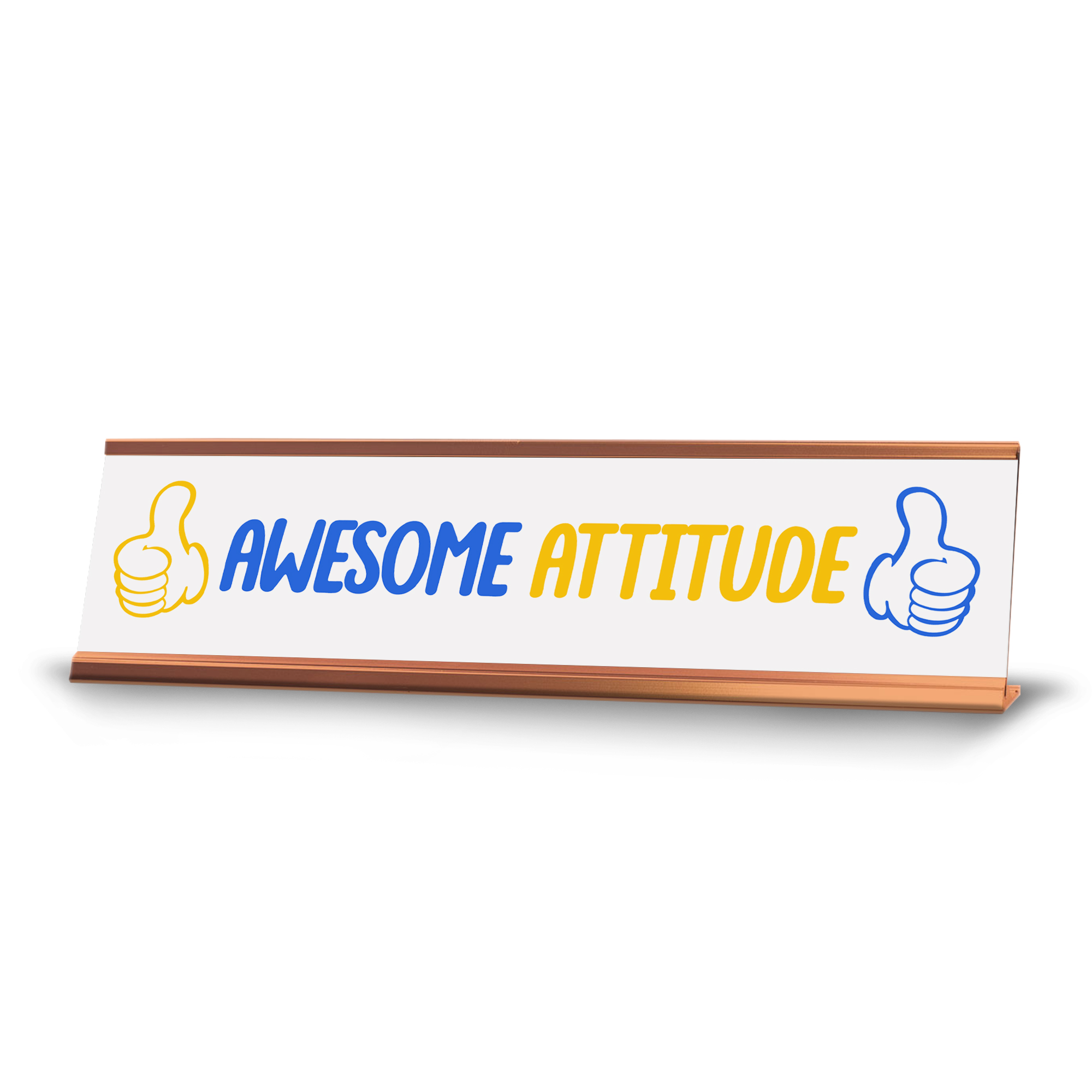 Signs ByLITA Awesome Attitude, Gold Frame, Desk Sign, White (2x8 ...