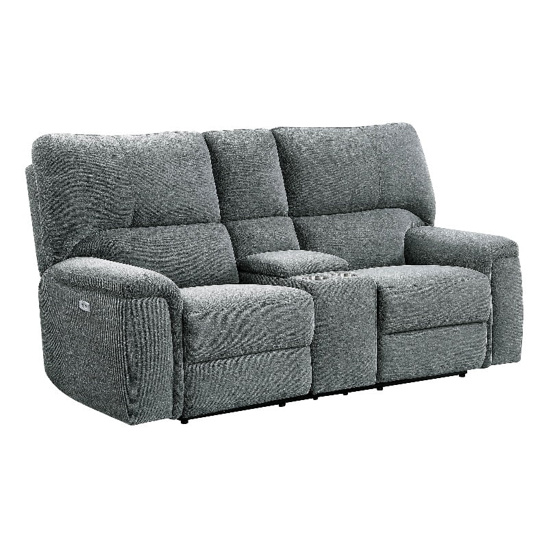 Pemberly Row Power Double Recliner Loveseat with Center Console in ...