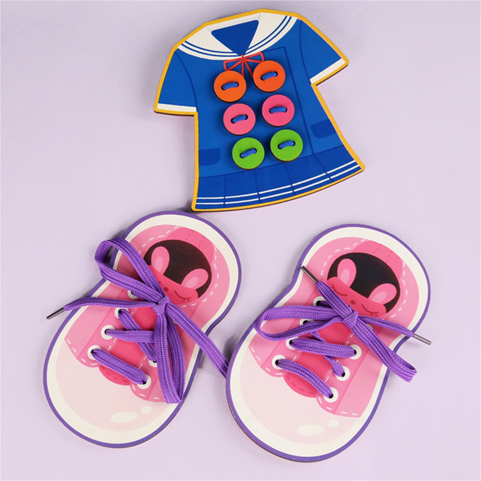 TAONMEISU Toddler Busy Sensory Board Wood Montessori Button Lace Up