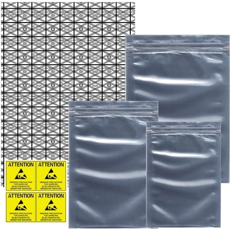 Anti Static Bags ESD Shielding Bag w/ Labels, 55 Pc Mixed Sizes Open ...