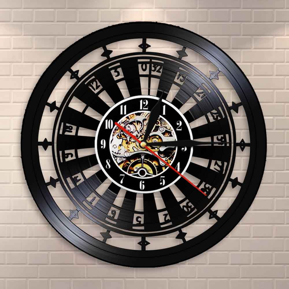 Casino Wall Clock Gamble Room Sign Wall Decor Vinyl Record Wall Clock ...