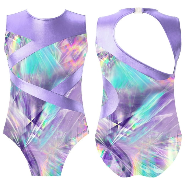 DPOIS Little Big Girls Metallic One Piece Gymnastics Leotard - Walmart.com