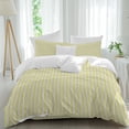 4 Piece Duvet Cover Set Cal king, Minimalism Yellow White Striped Soft ...