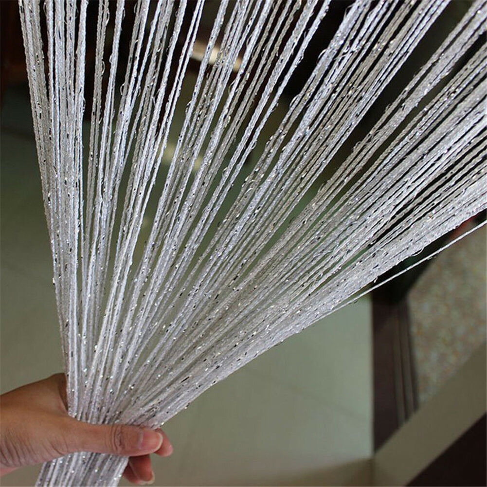 Jangslng Beaded Flash Tassel Shiny String Curtain Door Room Window ...