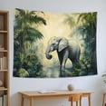 Elephant Jungle Tapestry Green Nature Wall Hanging Tropical Home Decor ...