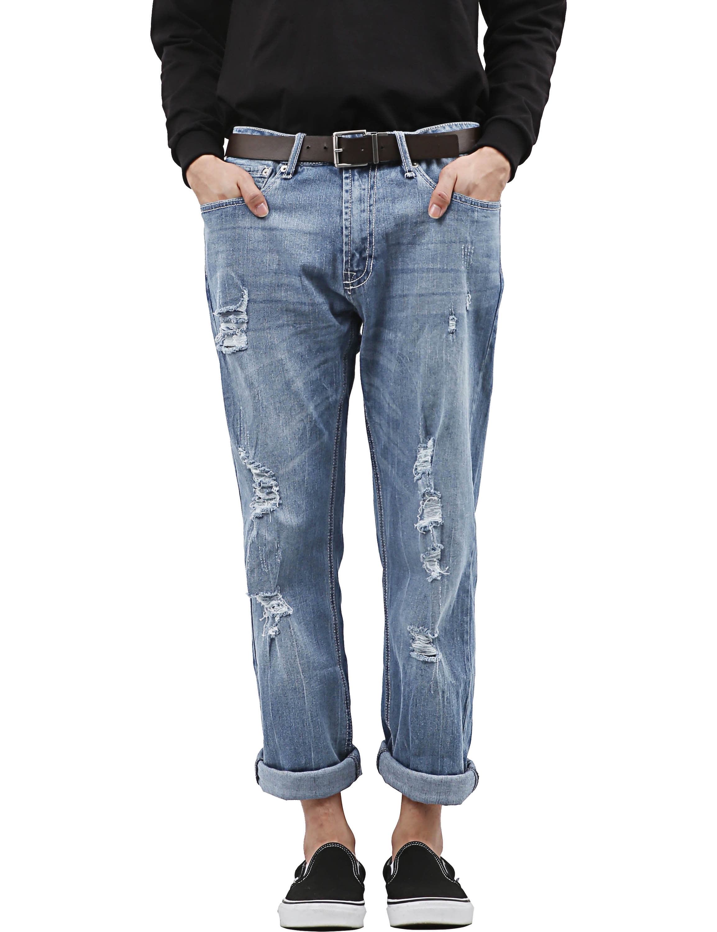 Mens Fashion Jeans Rolled
