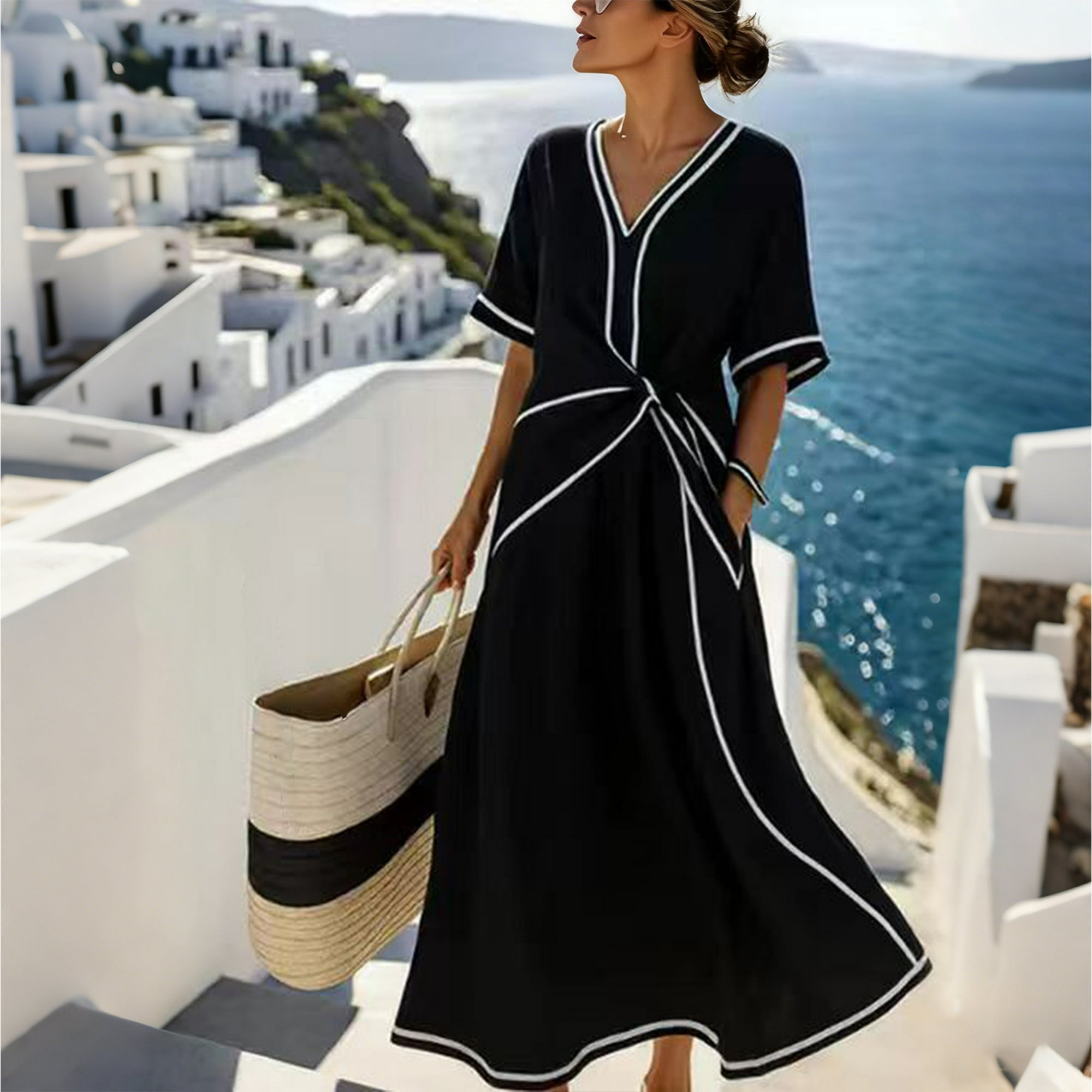 Click here for Fznquz Beach Casual Dresses For Women Summer Black... prices