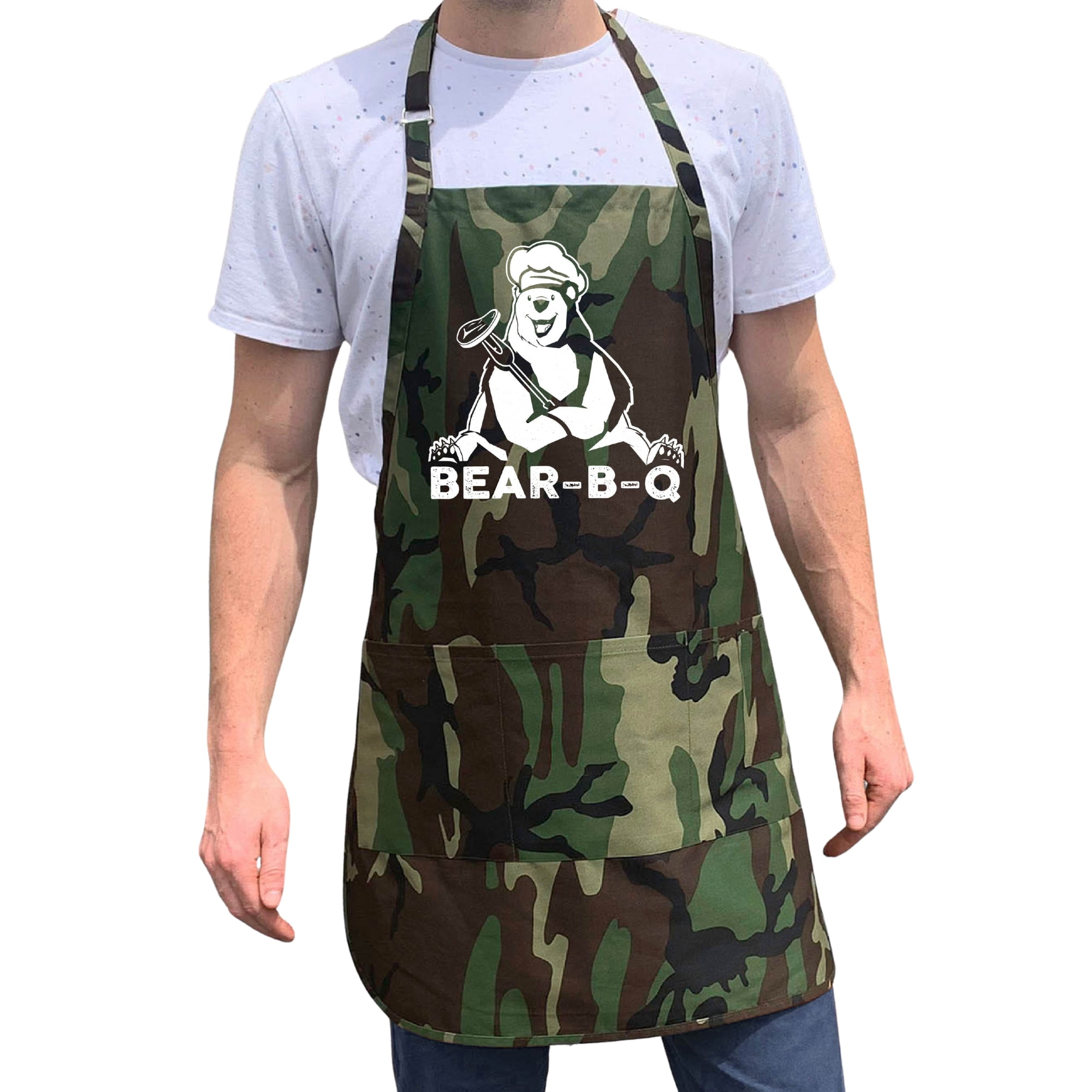 ApronMen, Funny Aprons For Men - Bear-B-Q - 100% Cotton with Pockets ...
