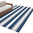 Blue Gray Stripe 3'x5' Rug for Bedroom Foot of Bed Small Living Room ...