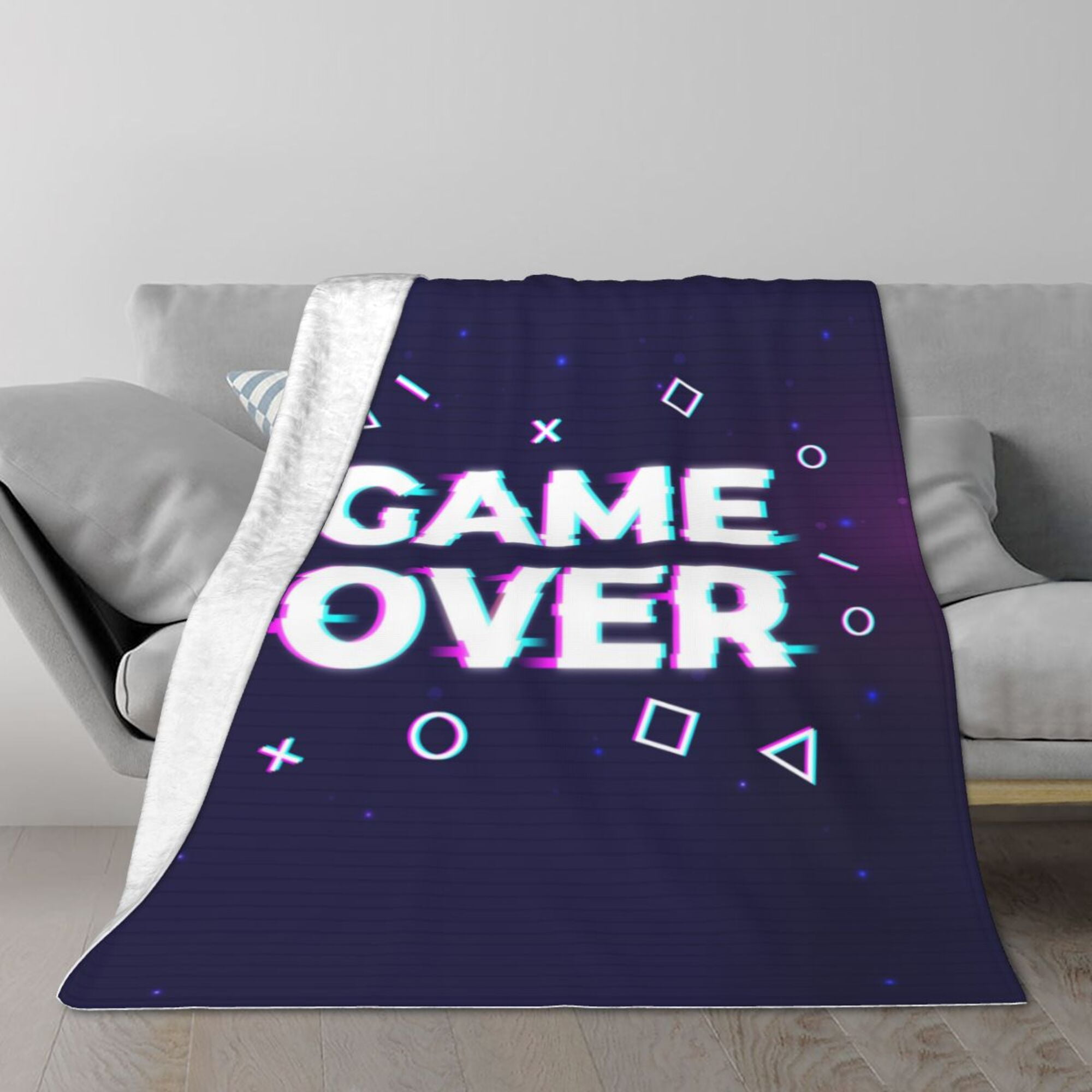 TEQUAN Double Layer Plush Bed Blanket, Glitch Text Game Over Pattern ...