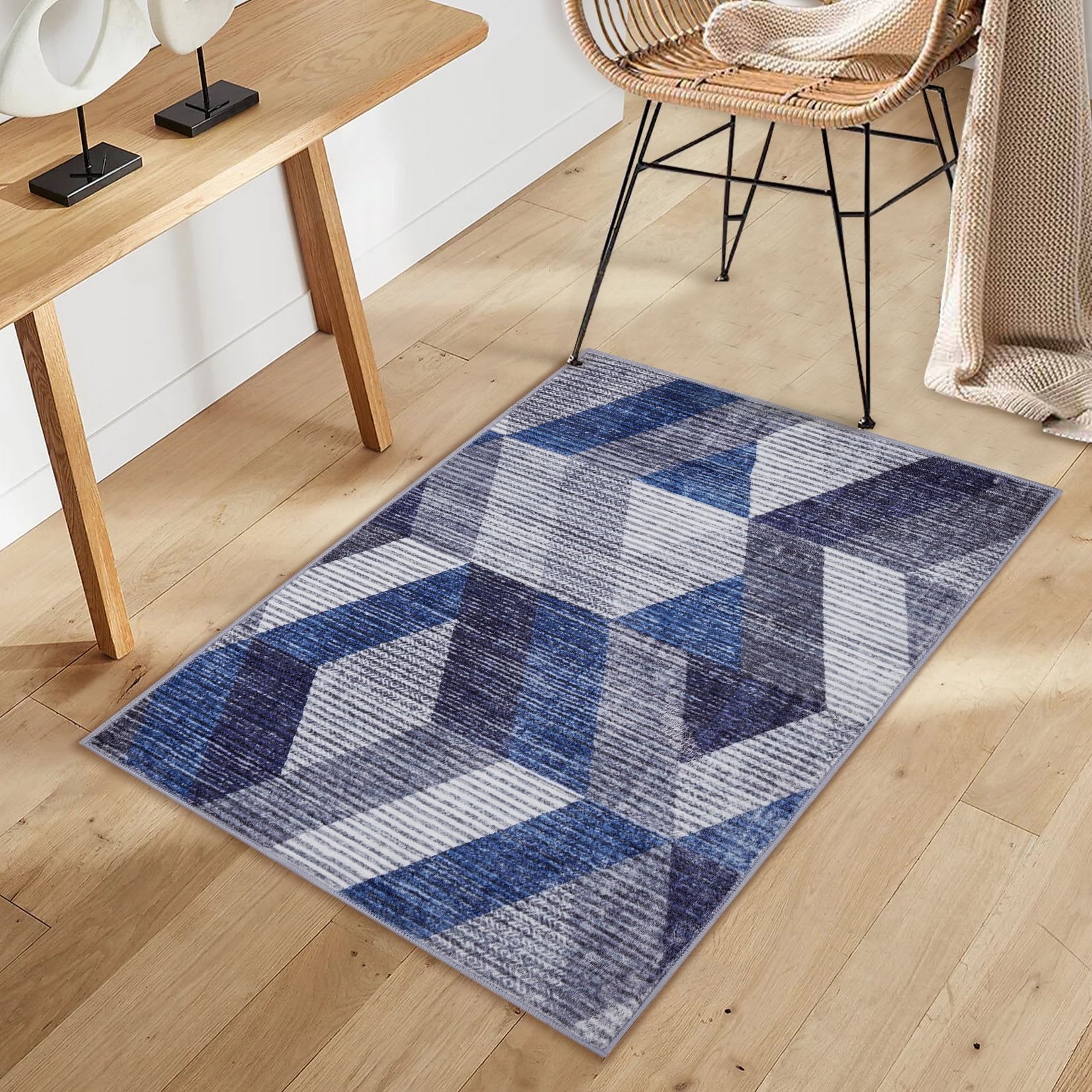 ZACOO 2'x3' Small Modern Geometric Area Rug Trellis Throw Rug Entry Rug ...