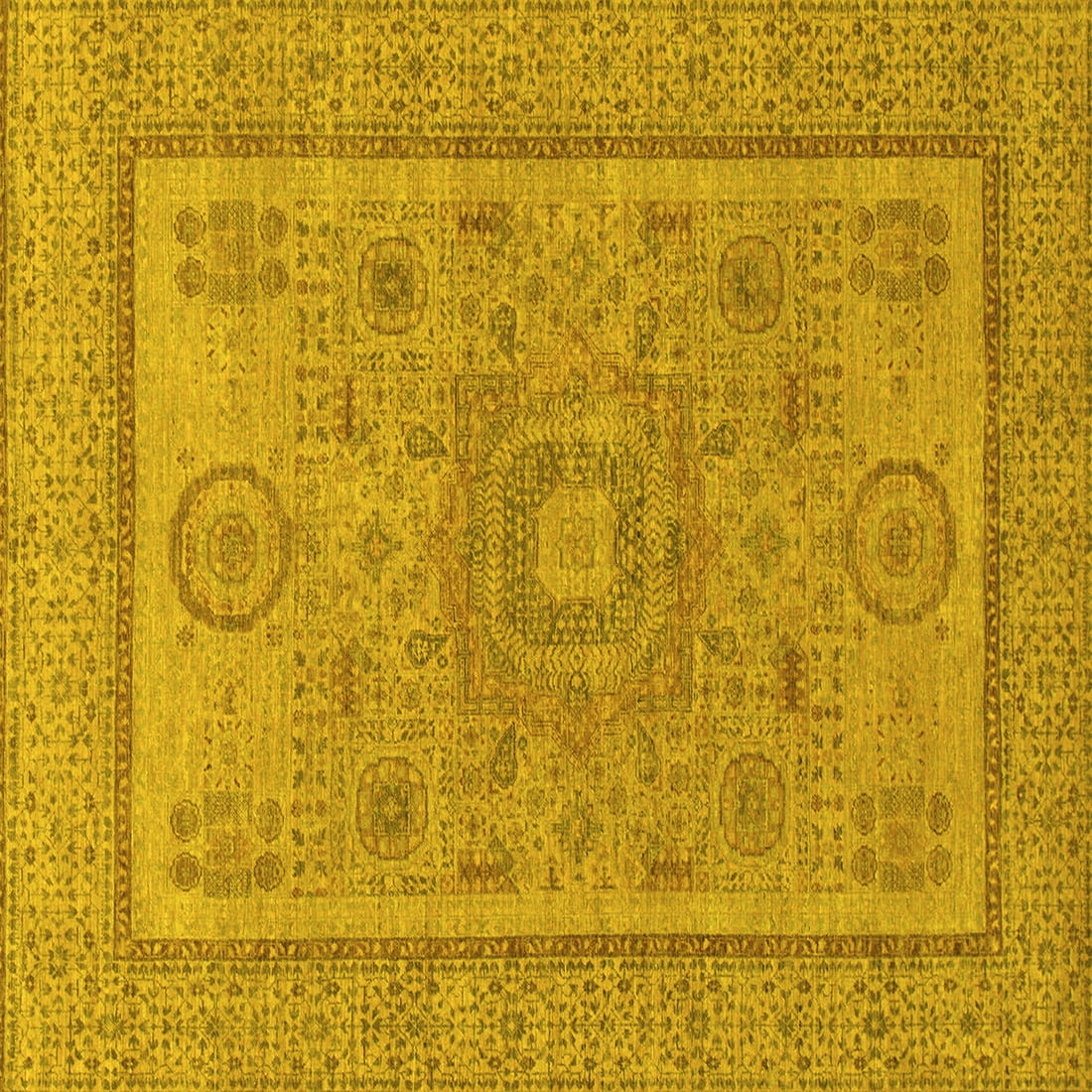 Ahgly Company Indoor Square Abstract Yellow Modern Area Rugs, 6' Square ...