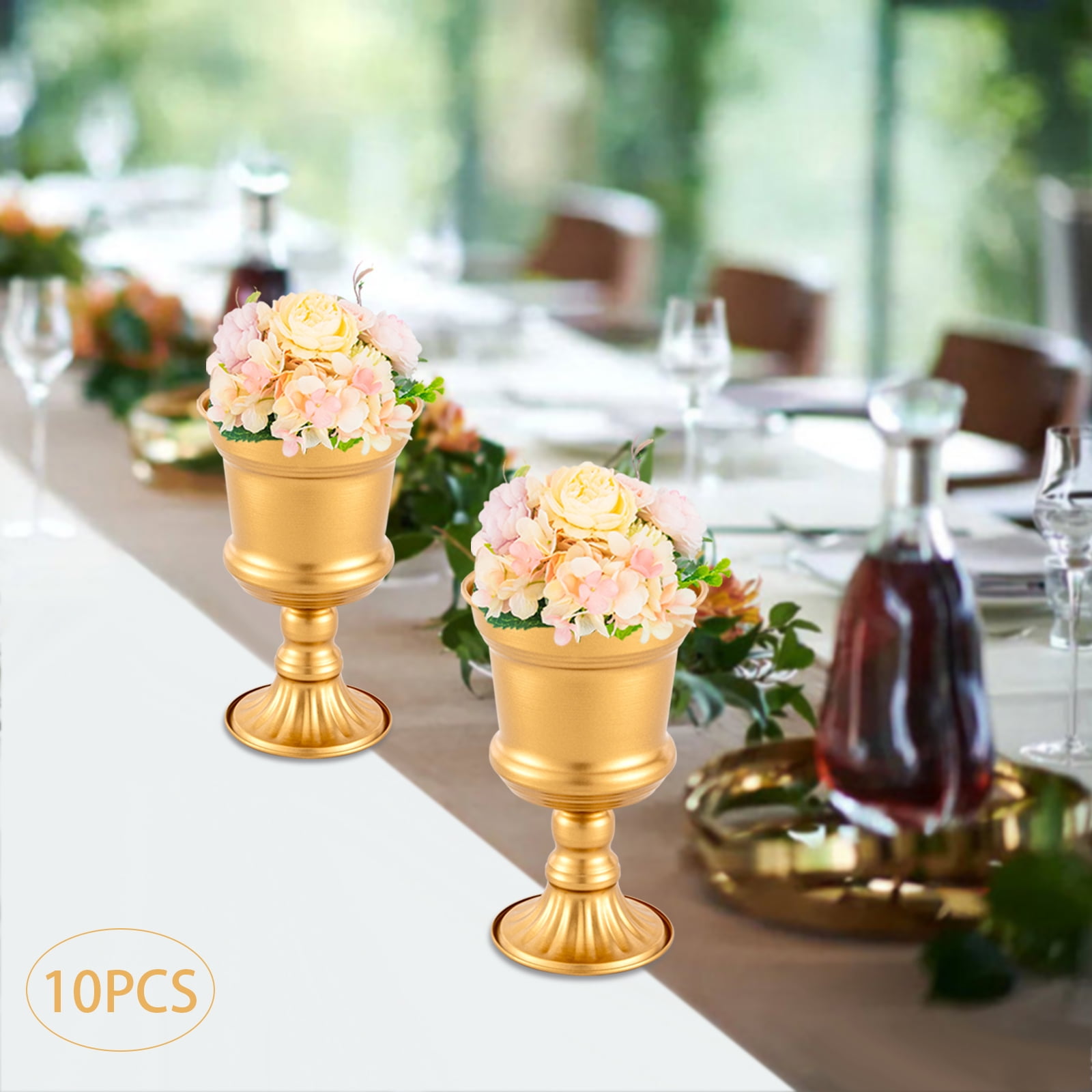 Gold Metal Vase Wedding Centerpieces&Table Decorations Flower Stand Set ...