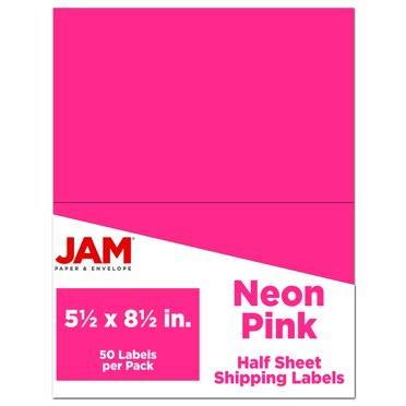 JAM Paper Shipping Labels, Half Page, 5 1/2 x 8 1/2, Neon Green, 50 per ...