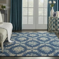 Nourison Tranquil Floral Navy/Light Blue 5'3" x 7'3" Area Rug, (5x7 ...
