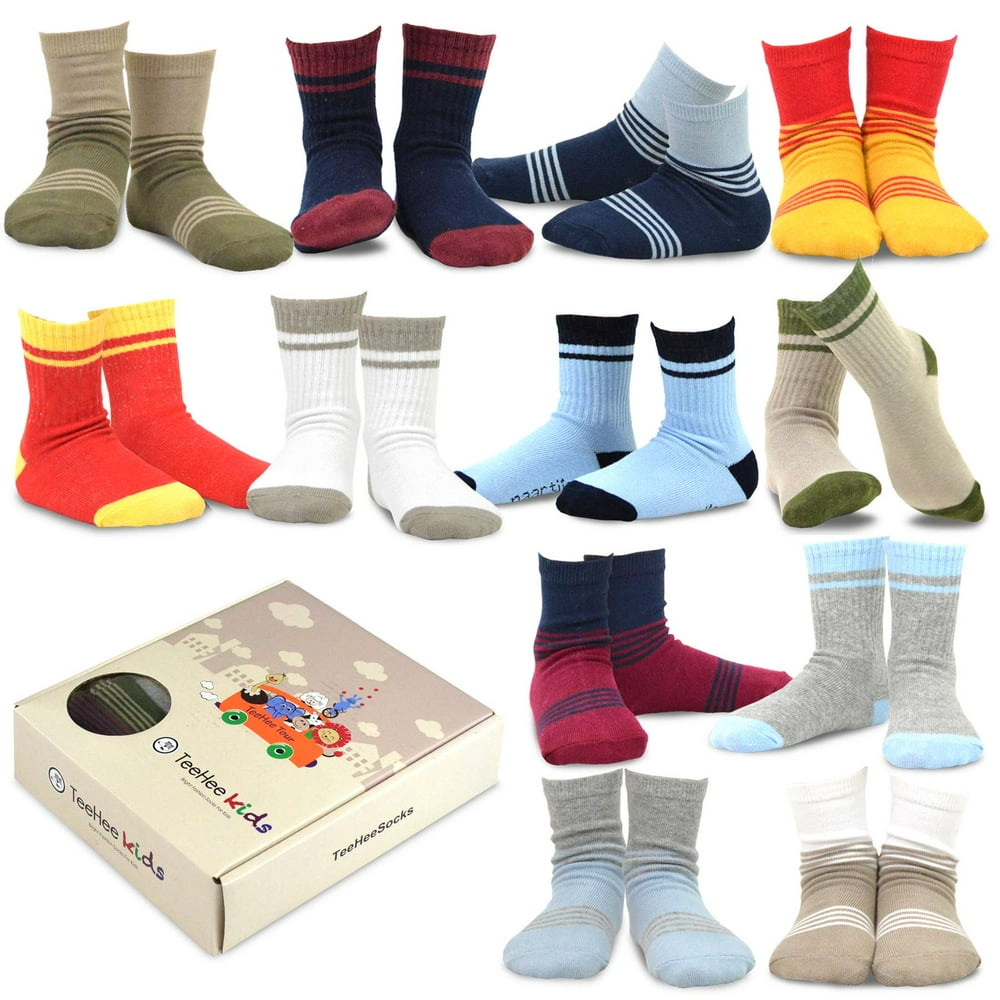 TeeHee Socks - TeeHee Kids Boys Cotton Basic Crew Socks 12 Pair Pack ...