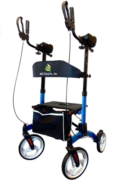 Upright Stand Up Walker Rollator Seat and Back 4 Wheel With Padded Arm ...