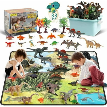 Wisairt Dinosaur Toys for kids,53 PCS Dinosaur Play Set with Activity Play Mat,Dinosaur Figures ...